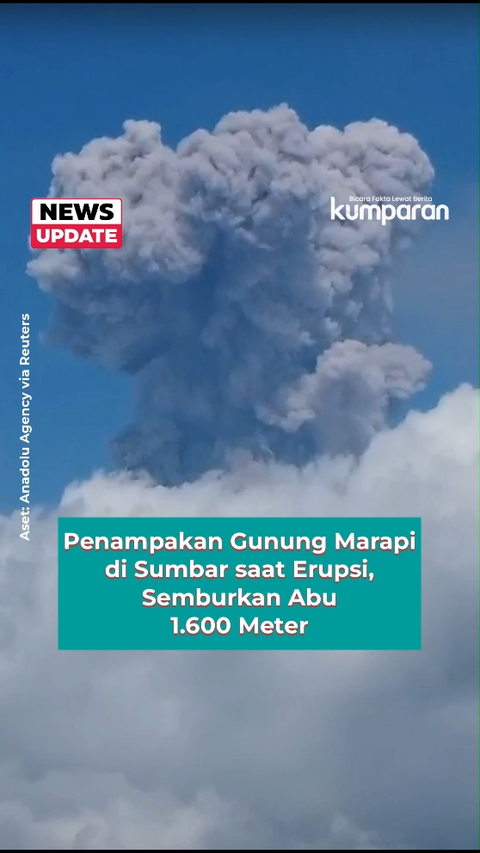 Penampakan Gunung Marapi di Sumbar Semburkan Abu 1.600 Meter