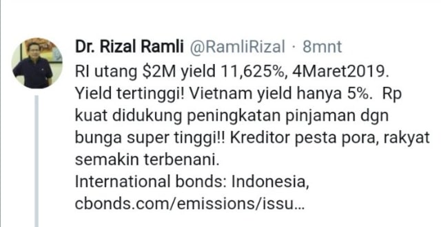 Kemenkeu Bantah Tudingan Rizal Ramli soal Utang Baru USD 2 Miliar ...