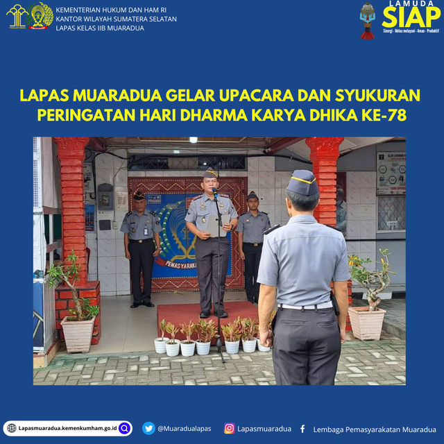 Lapas Muaradua Gelar Upacara & Syukuran Peringatan Hari Dharma Karya Dhika Ke-78 | kumparan.com