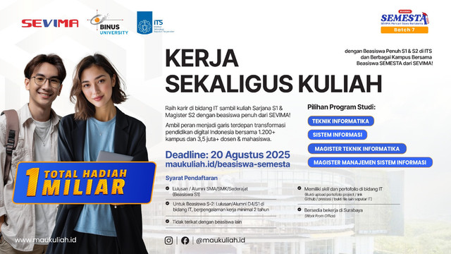 SEVIMA Perpanjang Pendaftaran Beasiswa SEMESTA 2025 Hingga 20 Agustus ...