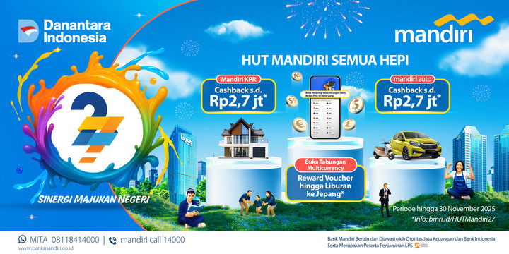 HUT ke-27, Bank Mandiri Hadirkan Promo Spesial dan Cashback Sampai Rp 2 ...
