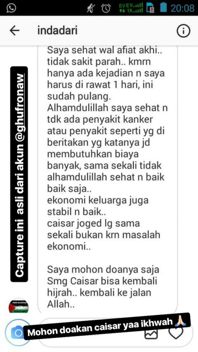 Indadari soal Caisar yang Berjoget: Hanya Allah yang Tahu | kumparan.com