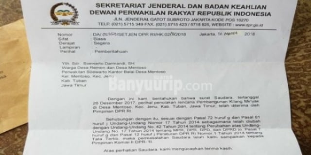 DPR RI Respon Surat Warga Remen-Mentoso | kumparan.com