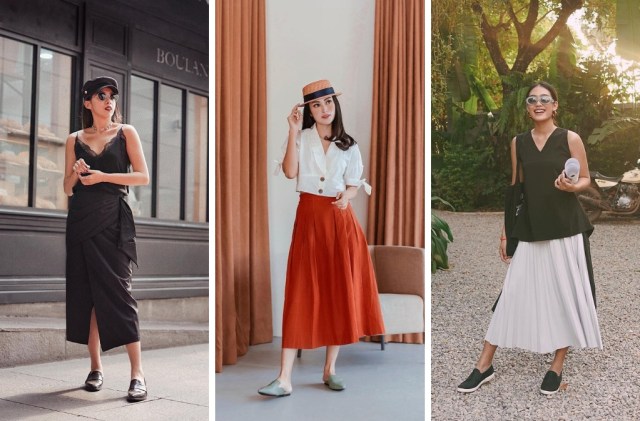 Tampilan Chic dan Girly dengan Midi Skirt ala Influencer Indonesia yang ...