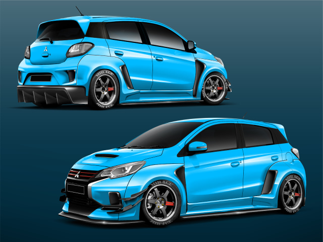 Modifikasi Digital: Mitsubishi Mirage dengan konsep Racing - kumparan.com