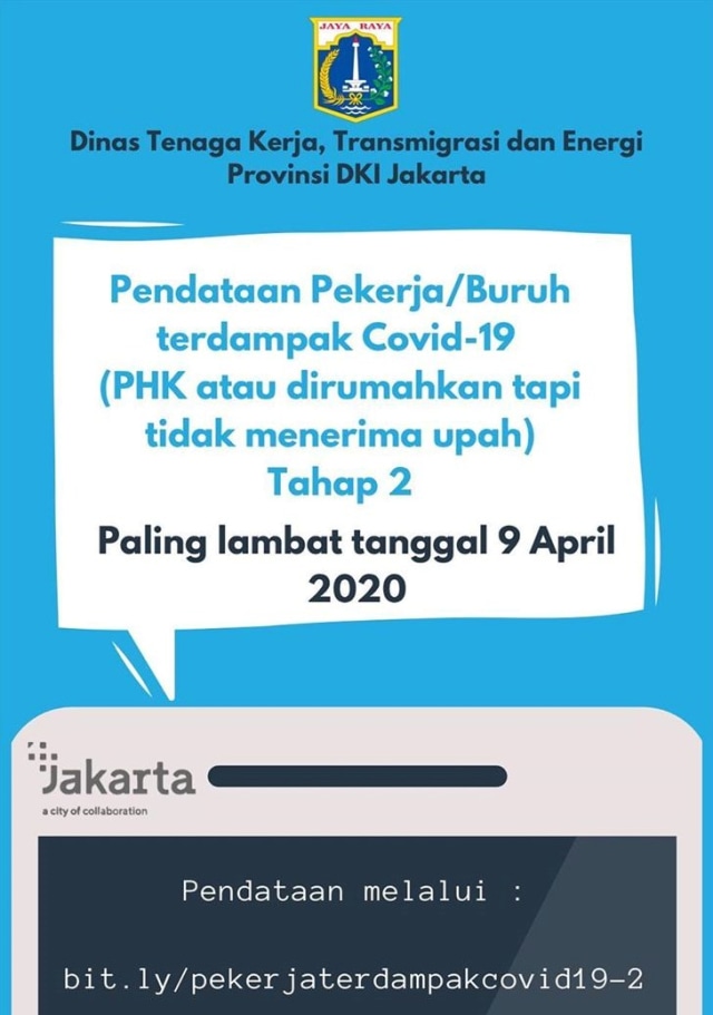 Disnaker DKI Buka Pendataan Tahap II Pekerja di-PHK dan Dirumahkan ...