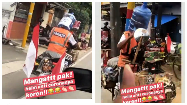Viral, Pria ini Pakai 'Helm' Galon untuk Cegah Corona | kumparan.com