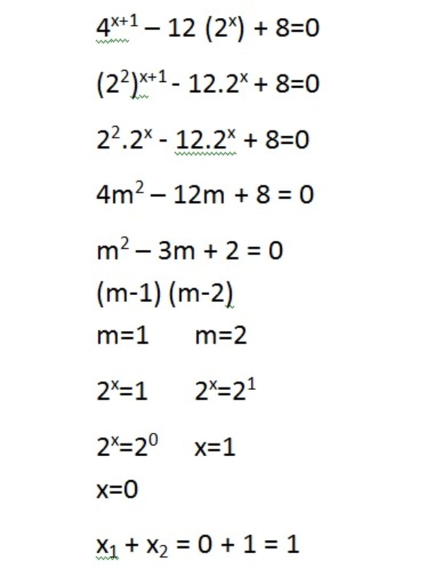 Hitunglah jumlah akar-akar persamaan 4x+1 – 12(2x) + 8 = 0 | kumparan.com