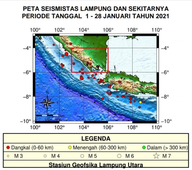 BMKG Rilis Sejumlah Daerah Persebaran Gempa di Lampung Selama Januari ...