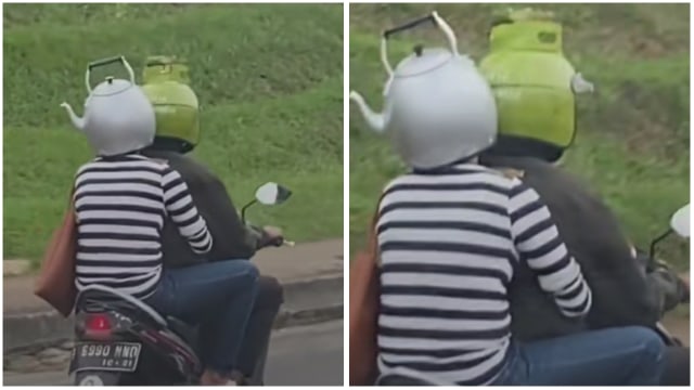 Kocak, Helm Pemotor Ini Kelewat Unik, Bentuk Tabung gas dan Teko Air | kumparan.com