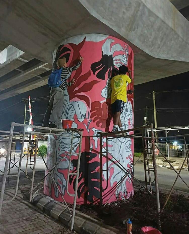 Kuas Lampung Warnai Flyover Sultan Agung, Bandar Lampung dengan Mural ...
