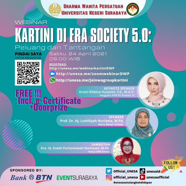 Unesa Gelar Webinar Bahas Peluang dan Tantangan Perempuan di Era Society 5.0 | kumparan.com