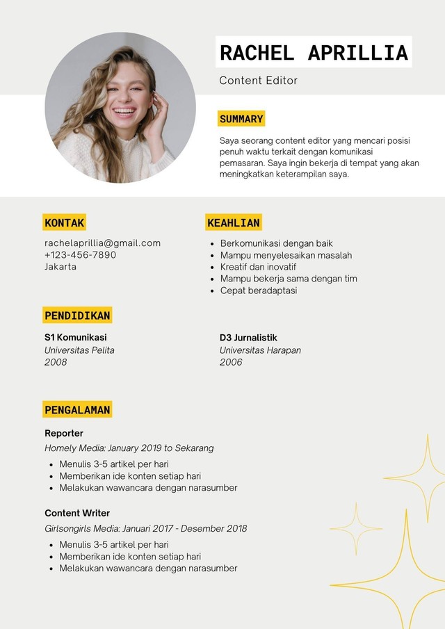 10 Contoh CV Simple dan Mudah Dibuat untuk Melamar Kerja | kumparan.com