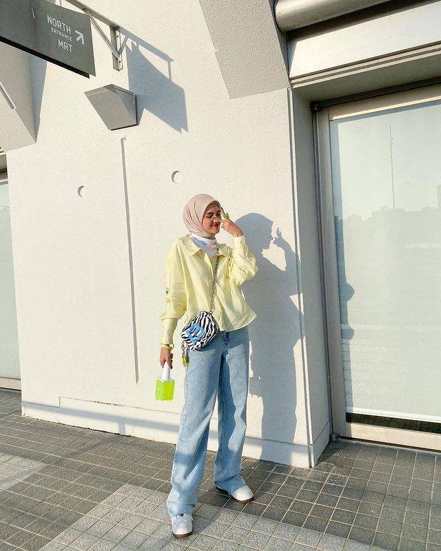 7 Inspirasi Outfit Hijab Kuning Pastel, Tampak Kalem dan manis ...