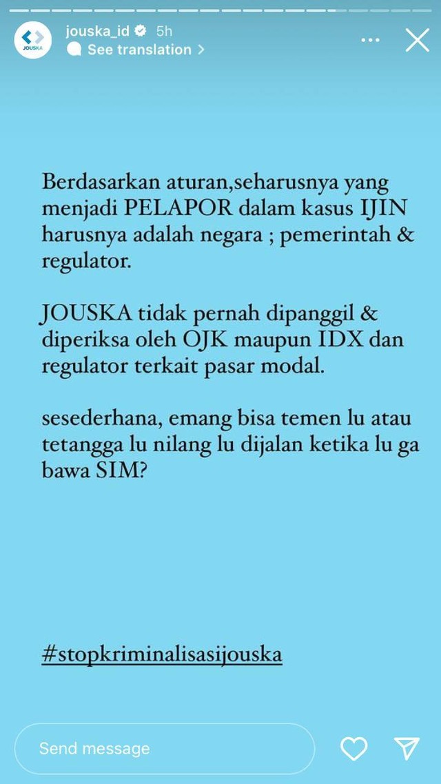 Lama Menghilang, Jouska Muncul Kembali Beri Pembelaan | kumparan.com