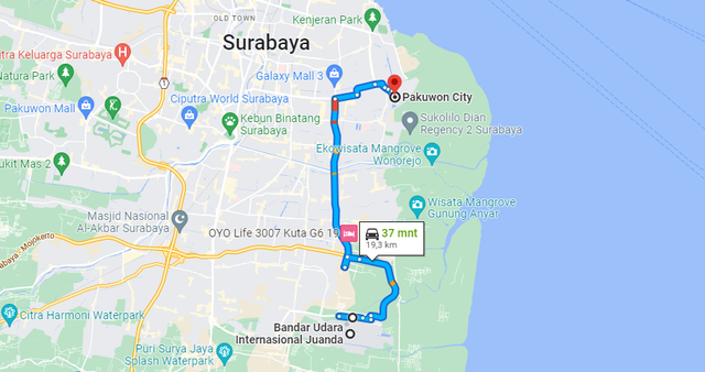 Rute ke Pakuwon City Surabaya dari Bandara Juanda | kumparan.com