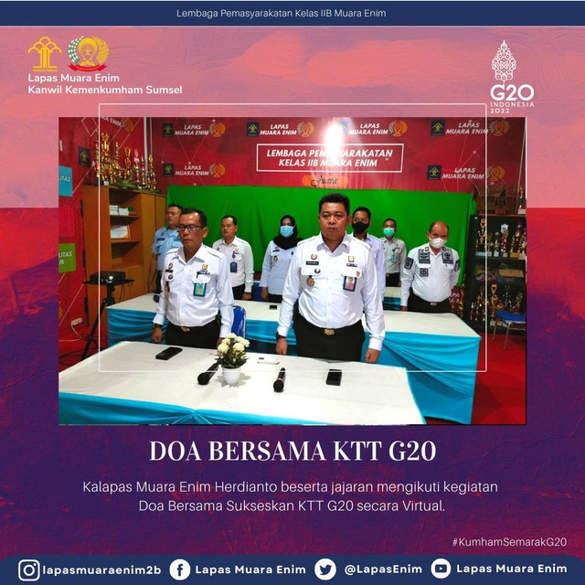 Lapas Muara Enim ikuti Doa Bersama Sukseskan KTT G20 | kumparan.com