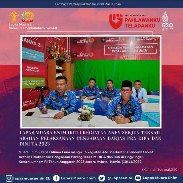 Lapas Muara Enim ikuti kegiatan ANEV Sekjen terkait Arahan Pelaksanaan ... Lapas Muara Enim ikuti kegiatan ANEV Sekjen terkait Arahan Pelaksanaan ...