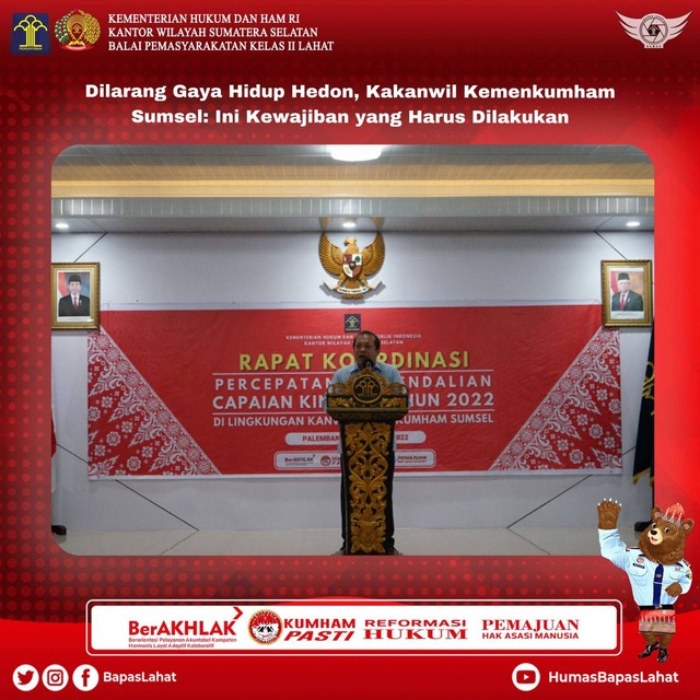 Larang Gaya Hidup Hedon, Kakanwil Kemenkumham Sumsel: Ini Kewajiban! | kumparan.com