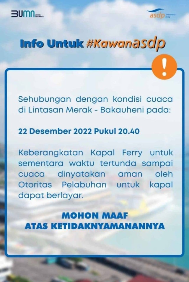 Gelombang Tinggi, Layanan Penyebrangan Eksekutif Merak-Bakauheni Tutup ...