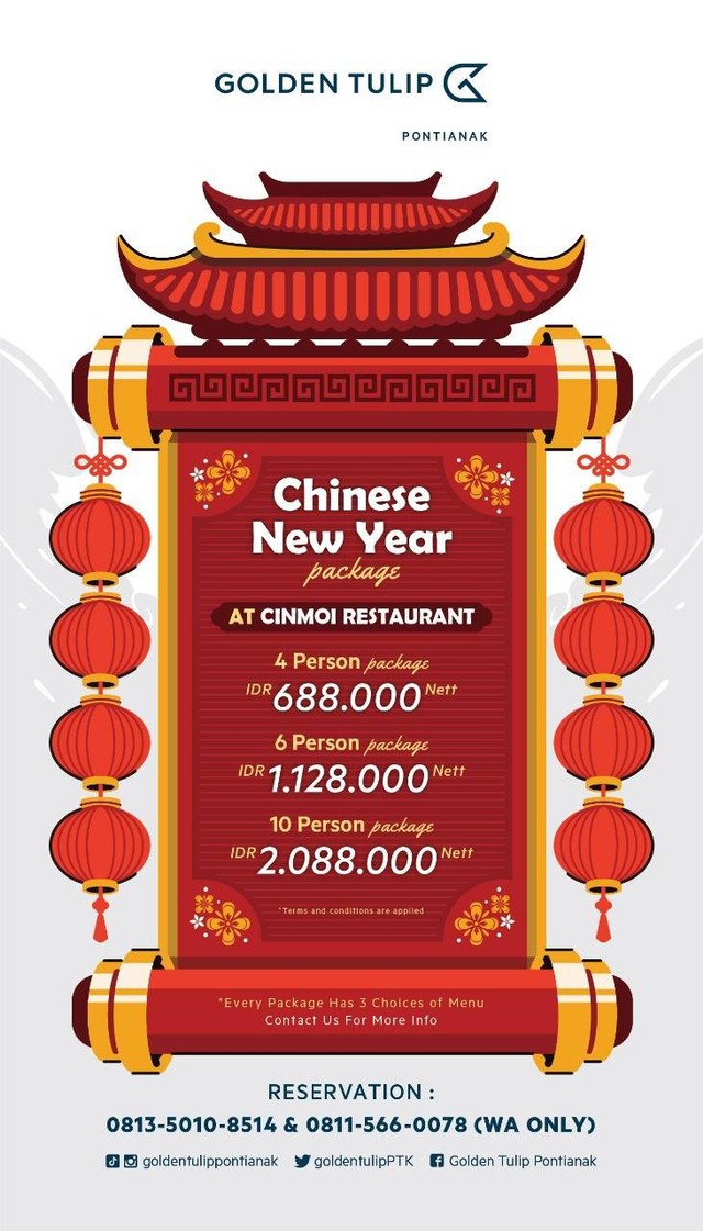 Sambut Imlek, Golden Tulip Pontianak Hadirkan Promo Set Menu hingga ...