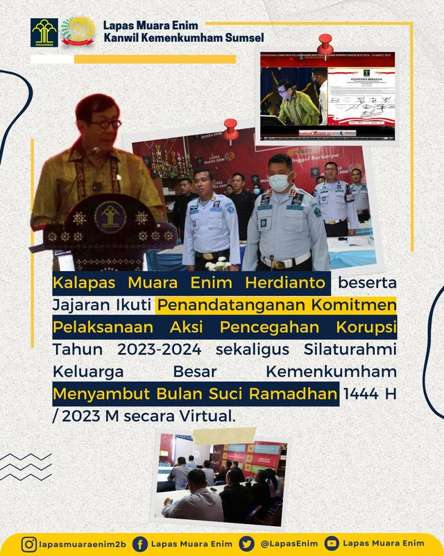 Lapas Muara Enim ikuti Penandatanganan Komitmen Aksi Pencegahan Korupsi | kumparan.com