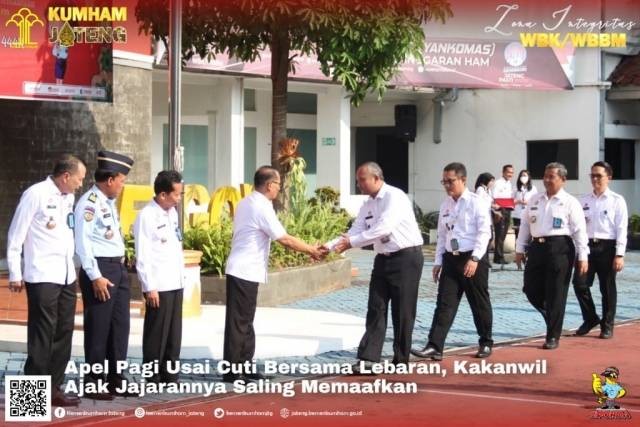 Apel Pagi Usai Cuti Bersama Lebaran Kakanwil Ajak Jajarannya Saling