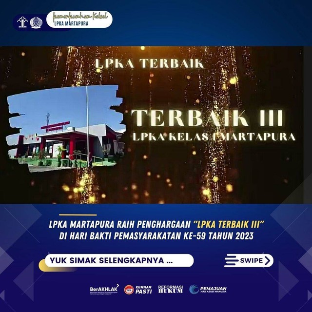 LPKA Martapura Raih Penghargaan "LPKA Terbaik III" di Peringatan HBP Ke ...