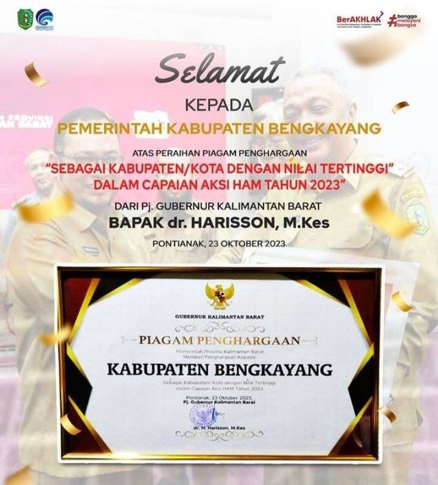 Bengkayang Raih Penghargaan Nilai Tertinggi Capaian Aksi HAM tahun 2023 | kumparan.com