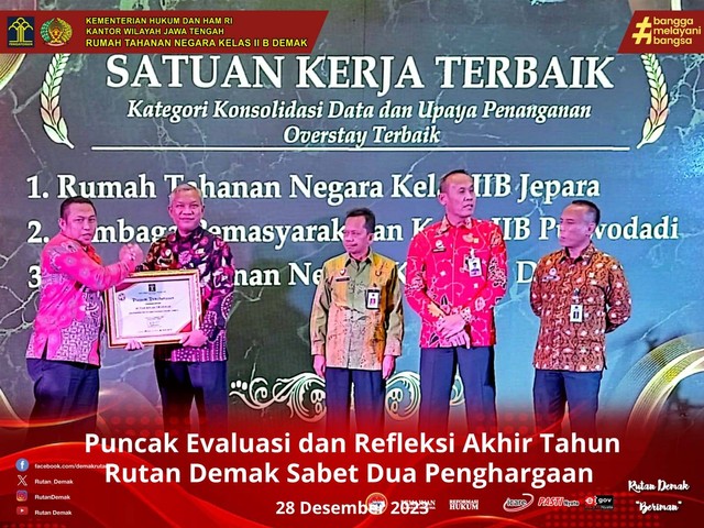 Rutan Demak Terima Penghargaan Dari Kanwil Kemenkumham Jateng | kumparan.com