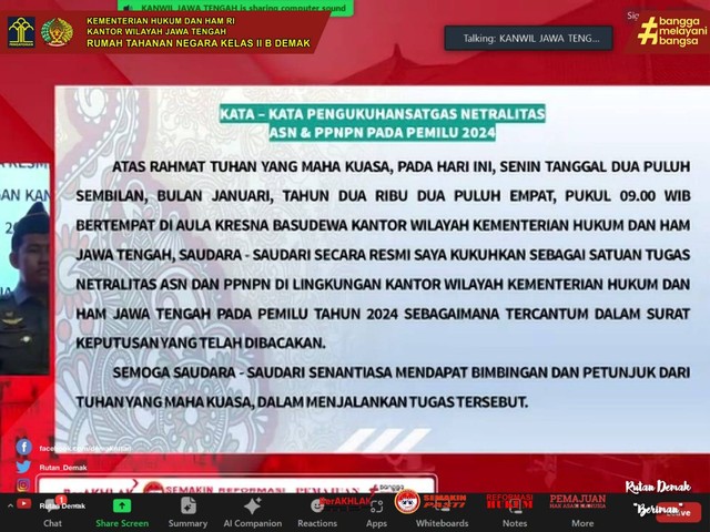 Antisipasi Netralitas: Rutan Demak Ikuti Pengukuhan Satgas ASN Pemilu 2024 | kumparan.com