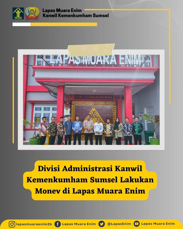 Divisi Administrasi Kanwil Kemenkumham Sumsel Lakukan Monev Di Lapas