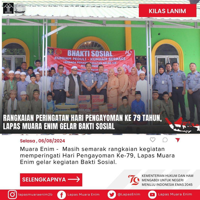 Rangkaian Peringatan Hari Pengayoman Ke 79 Tahun Lapas Muara Enim Gelar