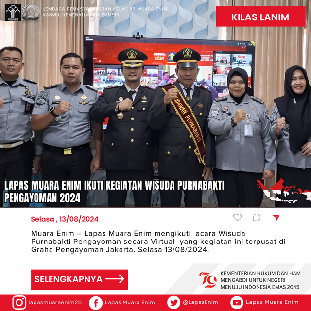 Lapas Muara Enim Ikuti Kegiatan Wisuda Purnabakti Pengayoman 2024 | kumparan.com
