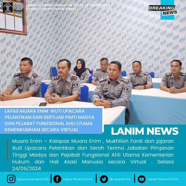 Lapas Muara Enim ikuti Upacara Pelantikan dan Sertijab Pimti | kumparan.com