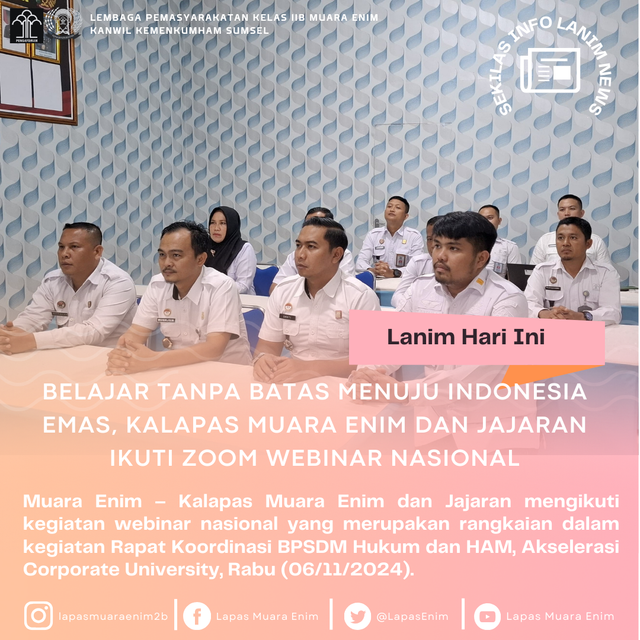 Kalapas Muara Enim dan Jajaran ikuti Zoom Webinar Nasional | kumparan.com Kalapas Muara Enim dan Jajaran ikuti Zoom Webinar Nasional | kumparan.com