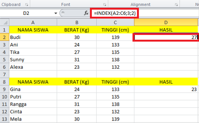 Rumus INDEX Excel untuk Mendapatkan Referensi Sel | kumparan.com