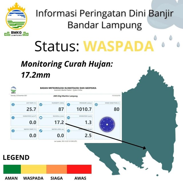 Breaking News: BMKG Pasang Status Waspada Banjir di Kota Bandar Lampung - Lampung Geh News