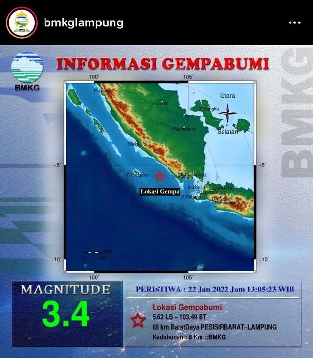 Gempa 3.4 Magnitudo Getarkan Pesisir Barat, Lampung | kumparan.com Gempa 3.4 Magnitudo Getarkan Pesisir Barat, Lampung | kumparan.com