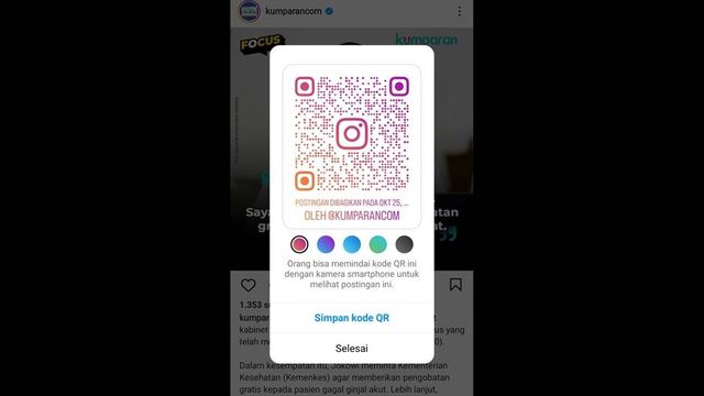 Cara Share Postingan Instagram Pakai QR Code | kumparan.com