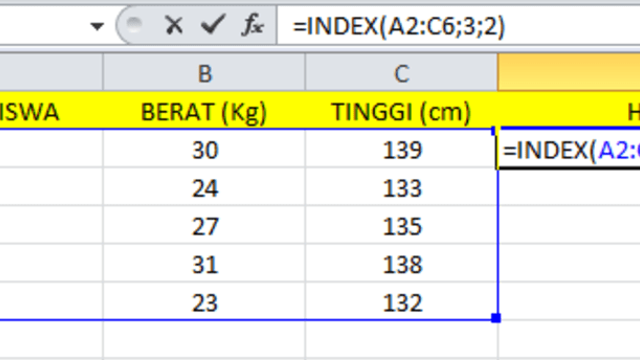 Rumus INDEX Excel untuk Mendapatkan Referensi Sel | kumparan.com