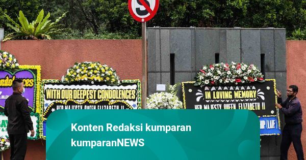Foto: Karangan Bunga untuk Ratu Elizabeth II di Kedubes Inggris ...