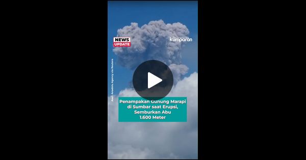 Penampakan Gunung Marapi di Sumbar Semburkan Abu 1.600 Meter
